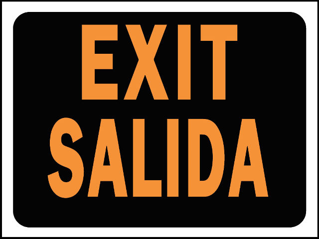 Cox Hardware and Lumber - 9 In x 12 In Plastic Bilingual Sign: Exit Salida