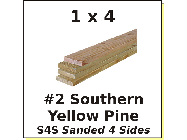 Cox Hardware and Lumber - 1 x 4 #2 Southern Yellow Pine S4S/S3S (Lengths)