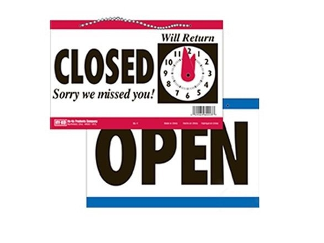 Cox Hardware and Lumber - "Open & Closed Clock" Sign, 6 In x 11 In