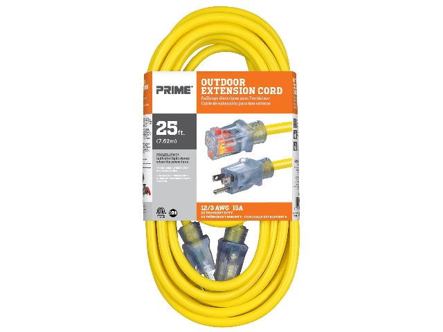 Cox Hardware and Lumber - Yellow Lighted Plug Extension Cord 12/3 (Lengths)