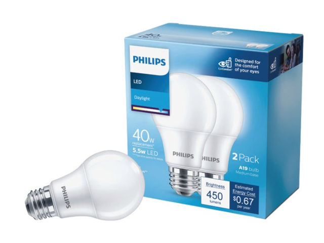 Cox Hardware and Lumber - LED 40W Daylight A19 Light Bulb, 2 Pk